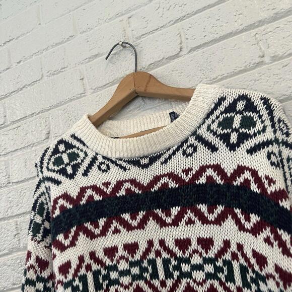 Sweaters | Vintage Ecuador Wool Sweater L Chunky Knit Native Pattern ...